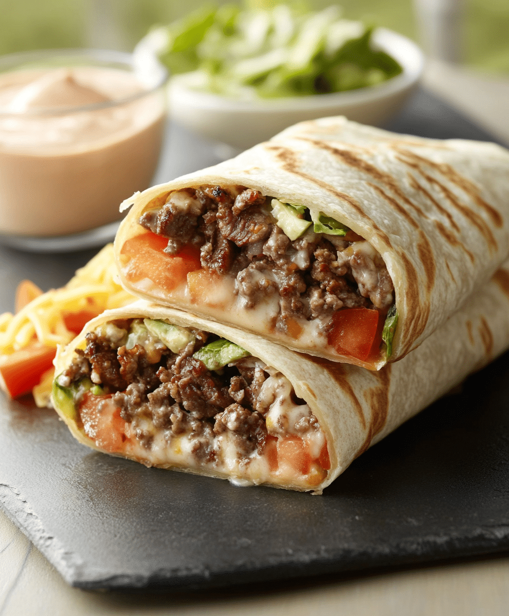 Cheesy Beef Fiesta Wraps Recipe - cookingwithjessica.com