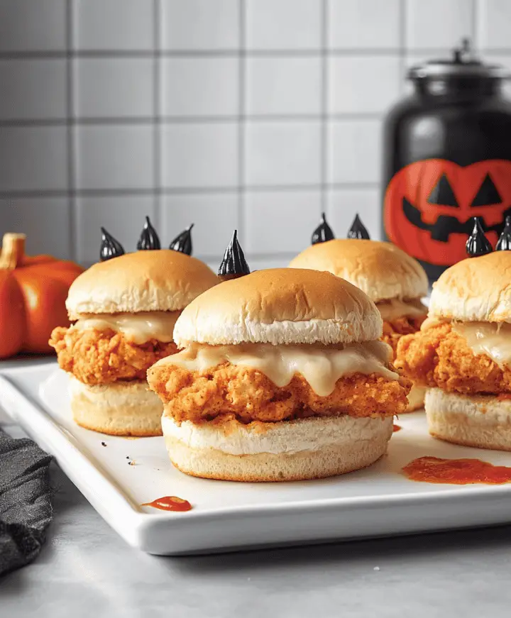 Halloween Chicken Parmesan Sliders Recipe - cookingwithjessica.com