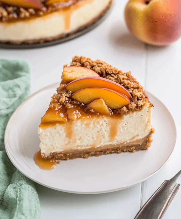 Peach Cobbler Cheesecake Recipe - cookingwithjessica.com