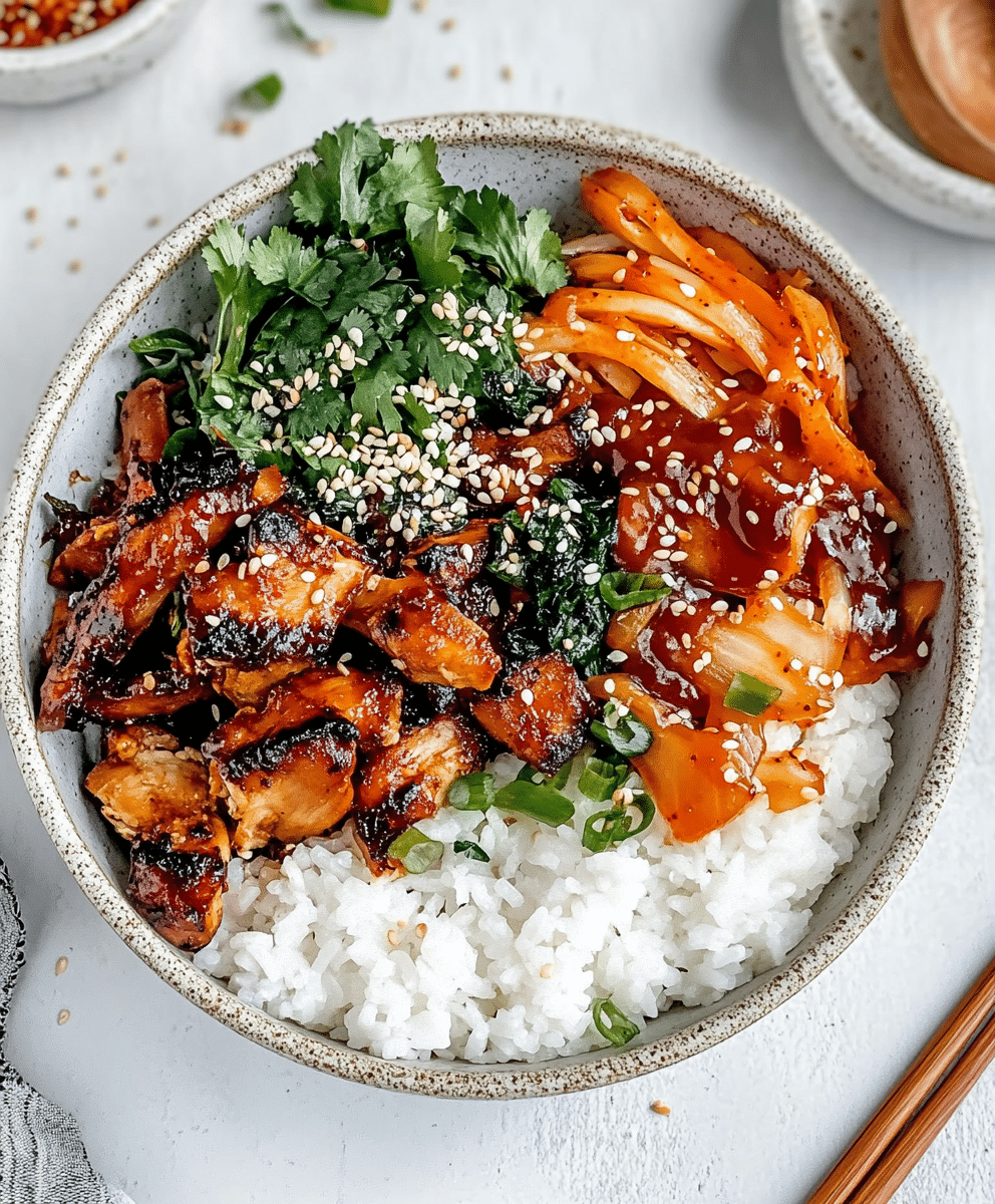 Korean Chicken Rice Bowls Recipe - cookingwithjessica.com
