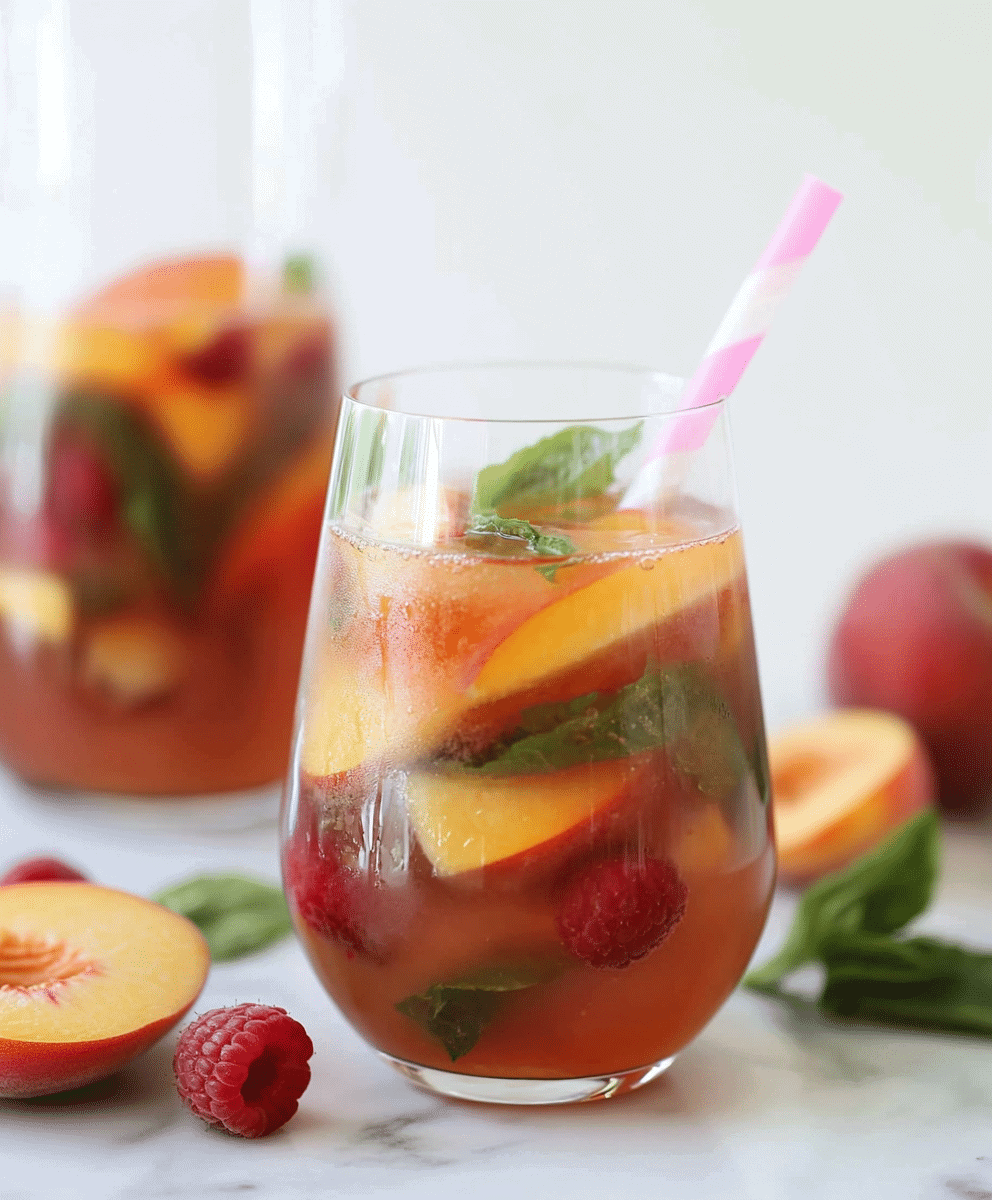 Bellini Peach Raspberry Iced Tea Recipe - cookingwithjessica.com
