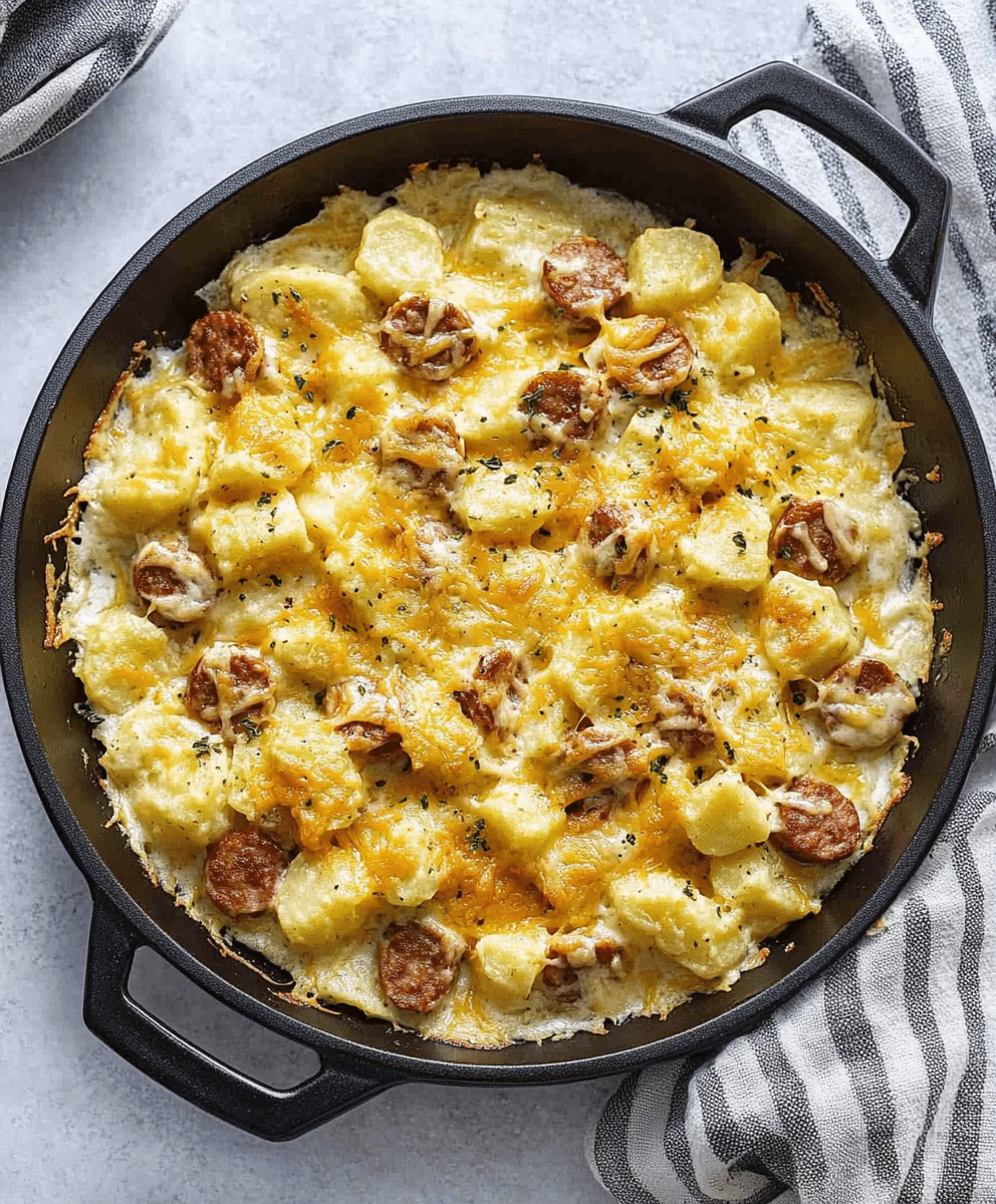 One Pan Cheesy Ranch Potatoes And Sausage Recipe - cookingwithjessica.com