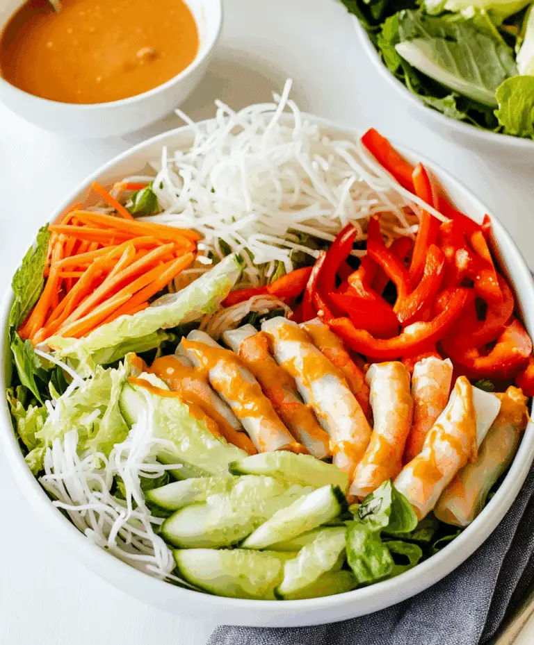 Spring Roll Salad with Peanut Sauce - cookingwithjessica.com