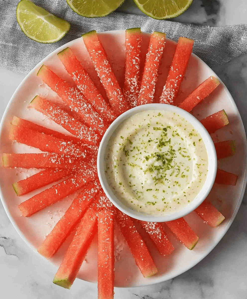 Watermelon Fries With Coconut Lime Dip Recipe - cookingwithjessica.com