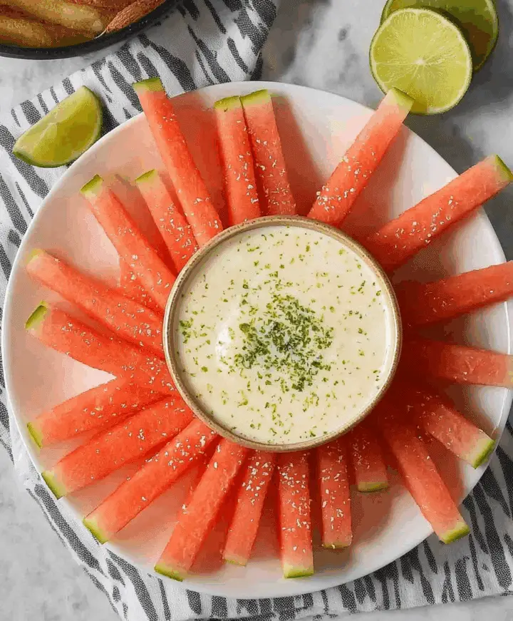 Watermelon Fries With Coconut Lime Dip Recipe - cookingwithjessica.com
