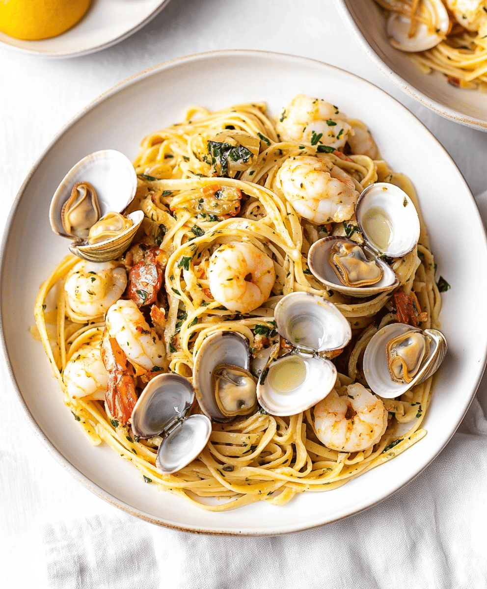 Summer Clam Linguine Seafood Pasta Recipe - cookingwithjessica.com