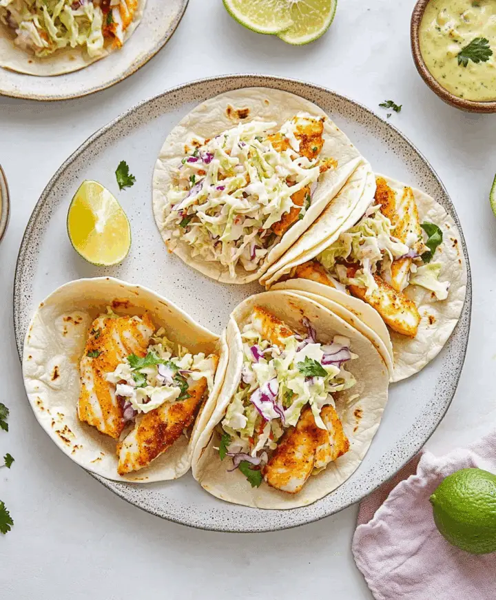 Summer Fish Tacos with Cabbage Slaw Seafood Recipe - cookingwithjessica.com