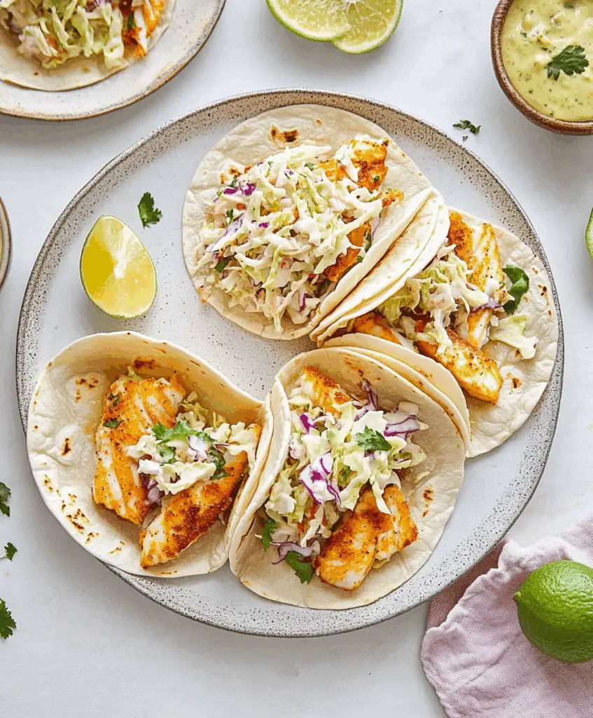 Summer Fish Tacos with Cabbage Slaw Seafood Recipe - cookingwithjessica.com