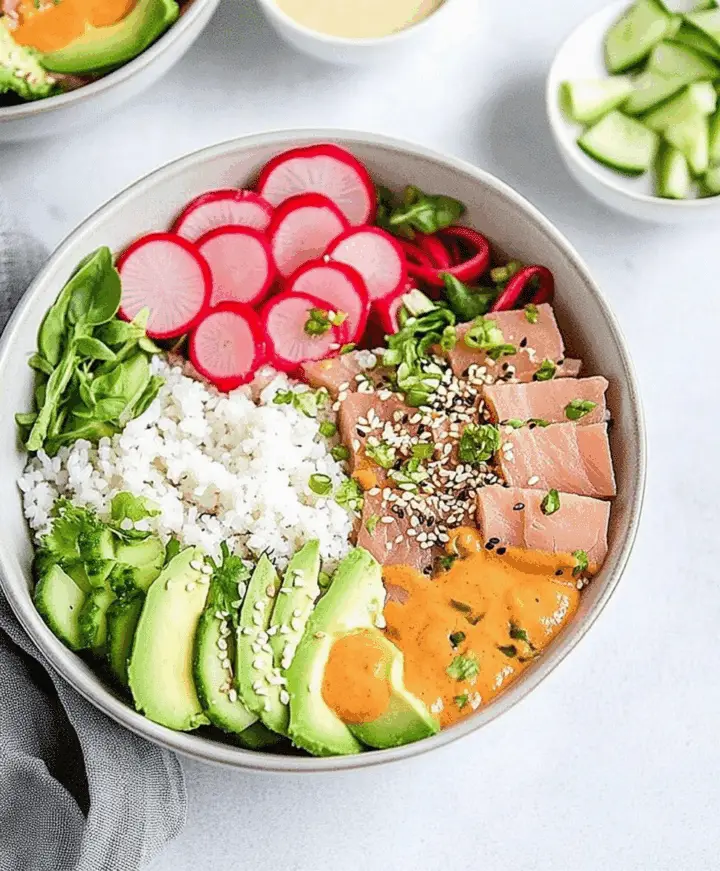 Summer Tuna Poke Bowl Seafood Recipe - cookingwithjessica.com